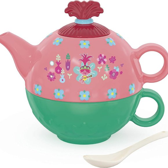 Kitchen | Nib Dreamworks Trolls Sculpted Ceramic Tea Pot Set Stackable ...